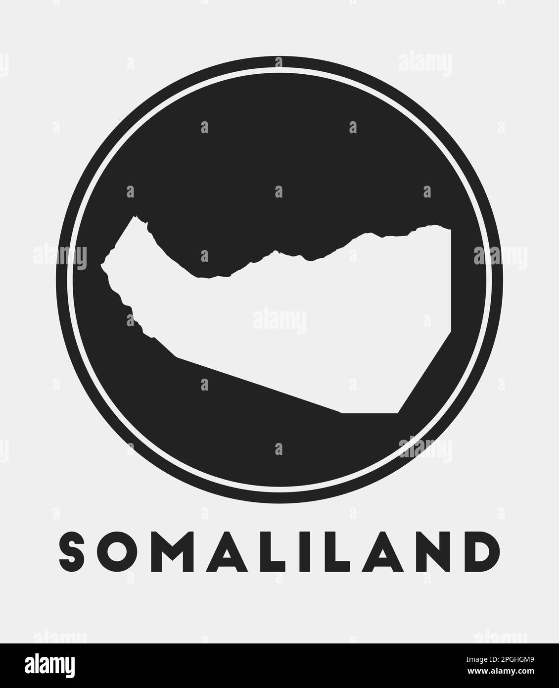 Somaliland icon. Round logo with country map and title. Stylish Somaliland badge with map ...