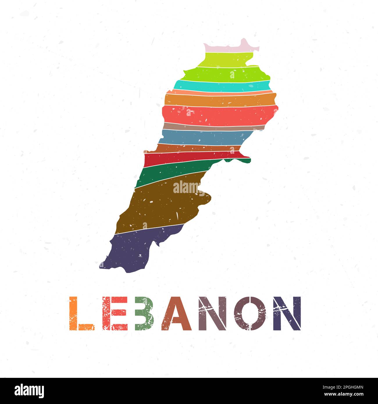Lebanon map design. Shape of the country with beautiful geometric waves ...