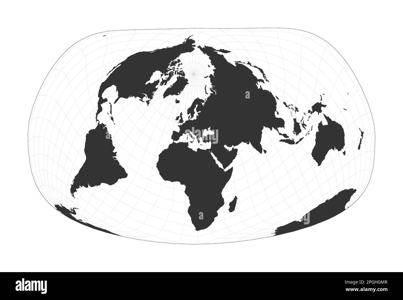 Map of the World. Jacques Bertin's 1953 projection. Globe with latitude ...