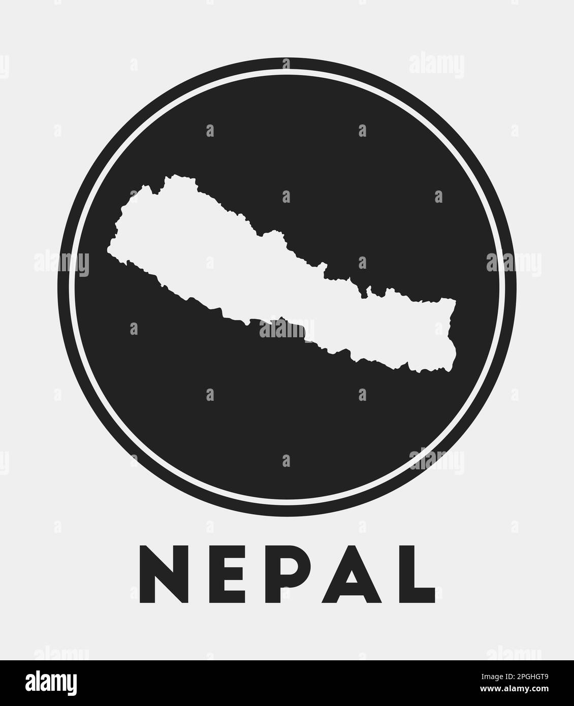 Nepal icon. Round logo with country map and title. Stylish Nepal badge ...