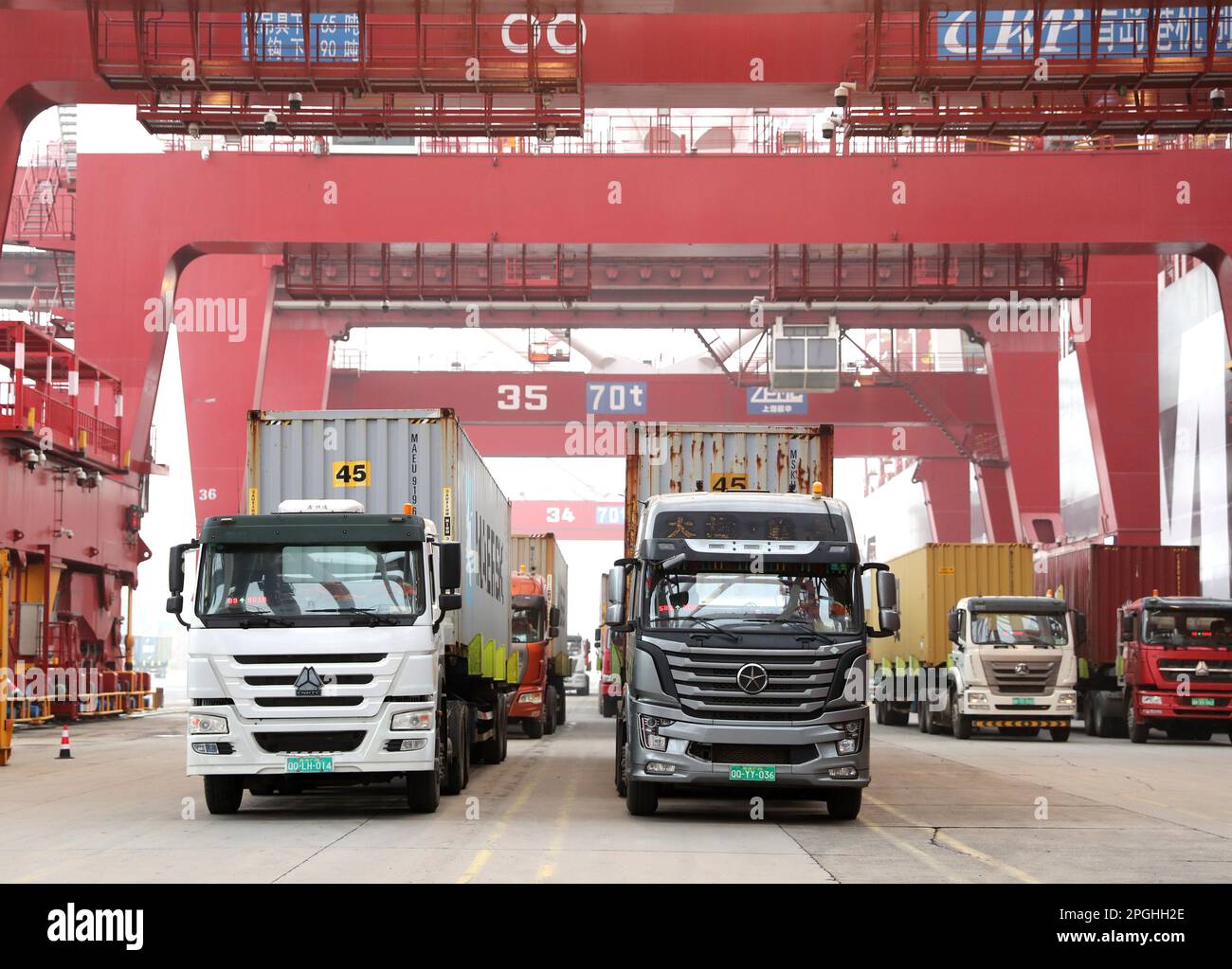 QINGDAO, CHINA - MARCH 23, 2023 - The container ship MSC IRINA loads ...