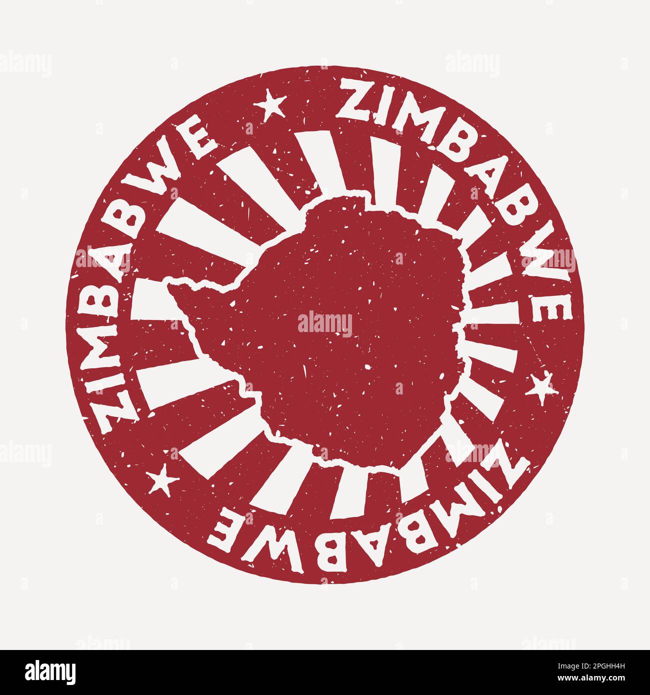 Zimbabwe stamp. Travel red rubber stamp with the map of the country ...
