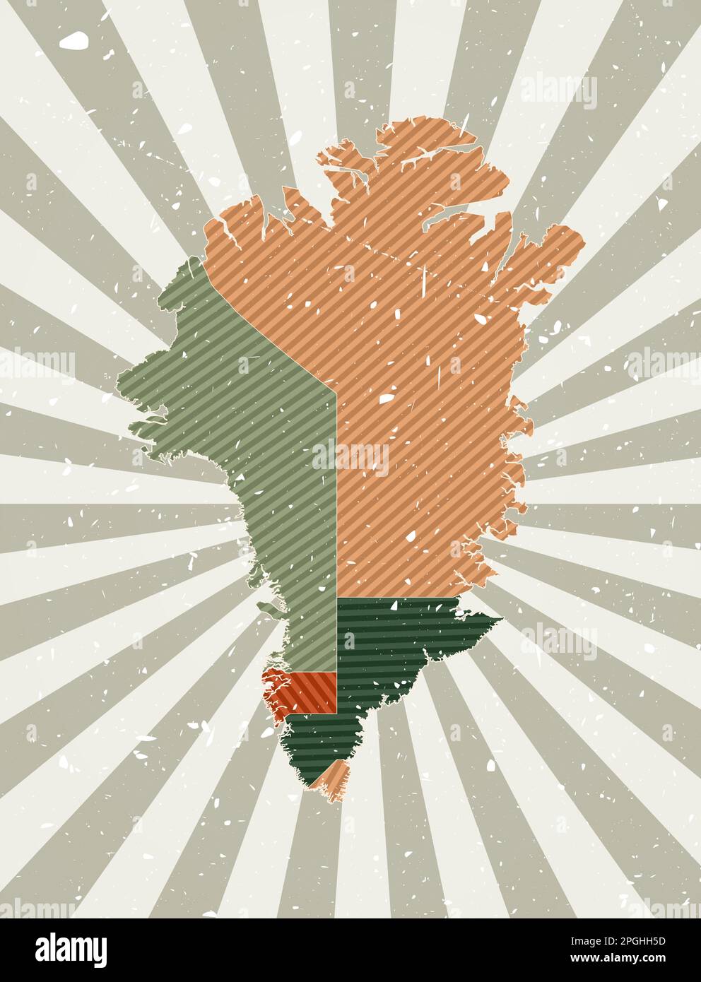 Greenland vintage map. Grunge poster with map of the country in retro ...