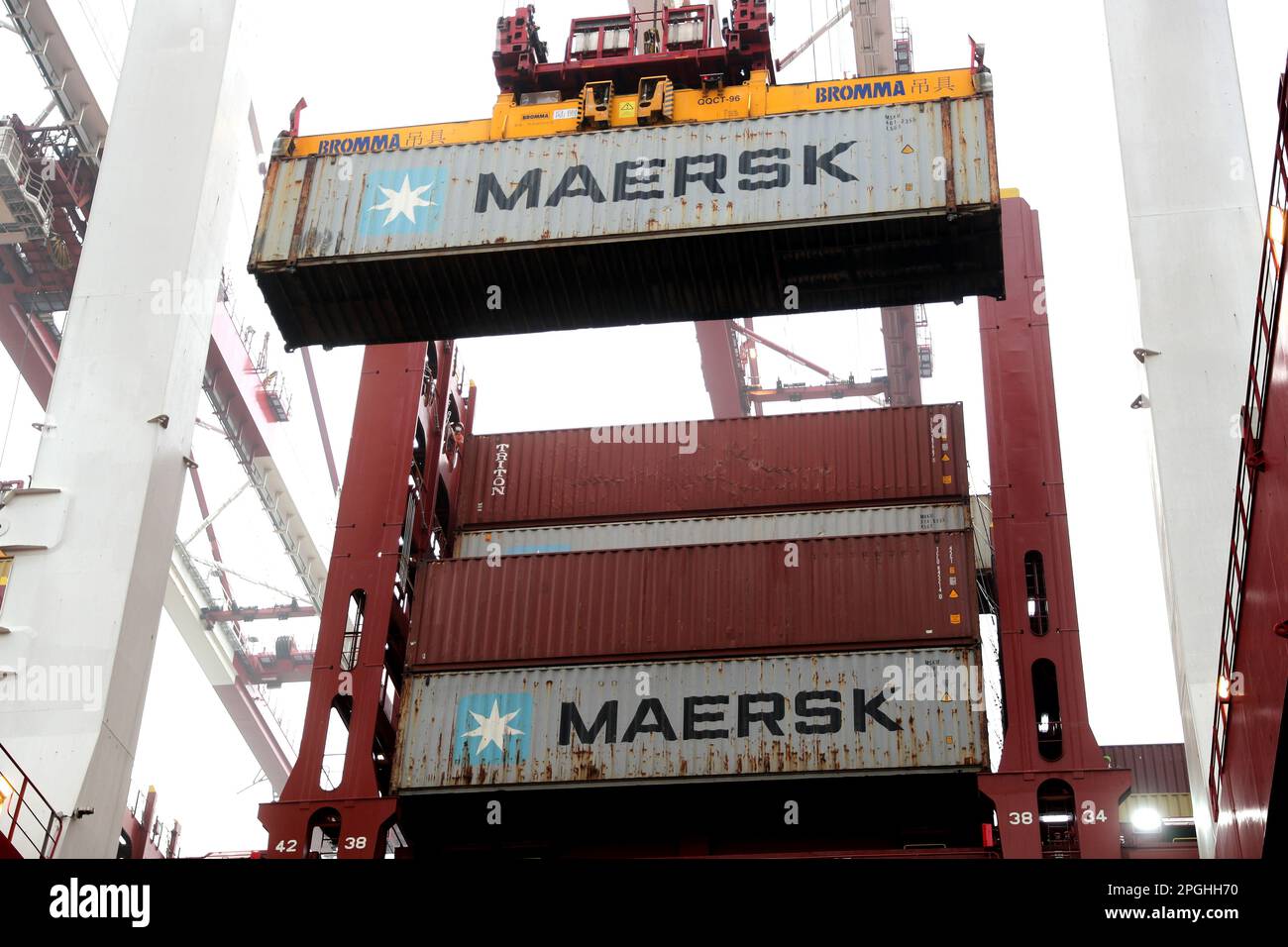 QINGDAO, CHINA - MARCH 23, 2023 - The container ship MSC IRINA loads ...