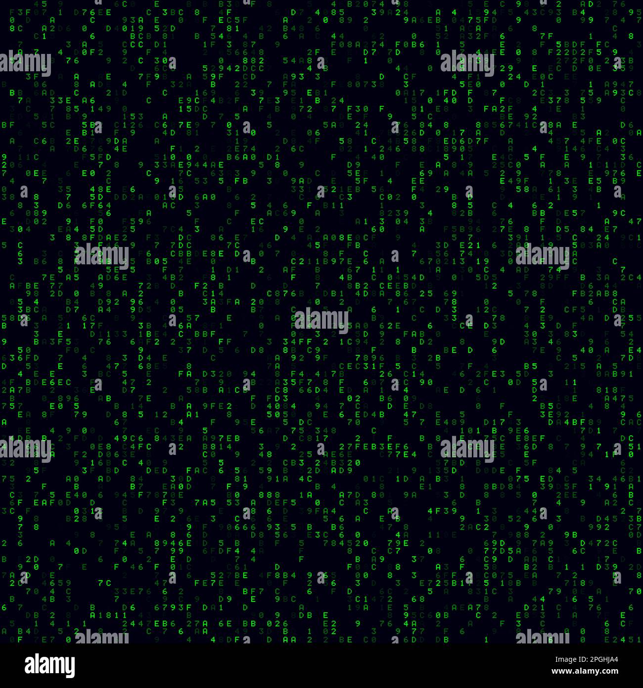 Matrix background. Green sparse hexadecimal background. Big sized seamless pattern. Artistic ...