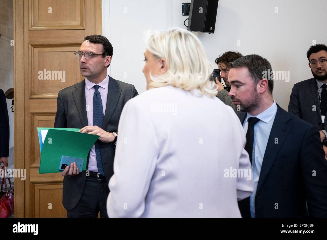 Paris, France. 22nd Mar, 2023. Marine Le Pen Chief of staff Renaud ...