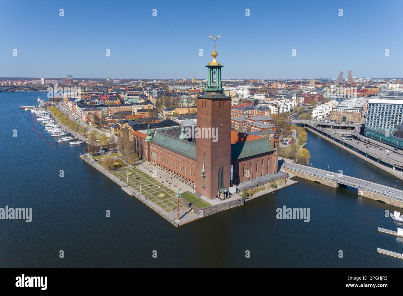 Stockholm City Hall and Cityscape with Beautiful Old Town Architecture ...