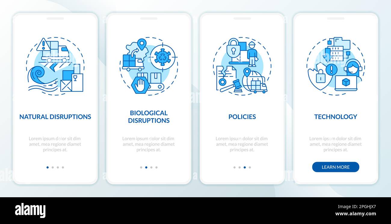 Supply chain challenges blue onboarding mobile app screen Stock Vector ... Supply chain challenges blue onboarding mobile app screen Stock Vector ...