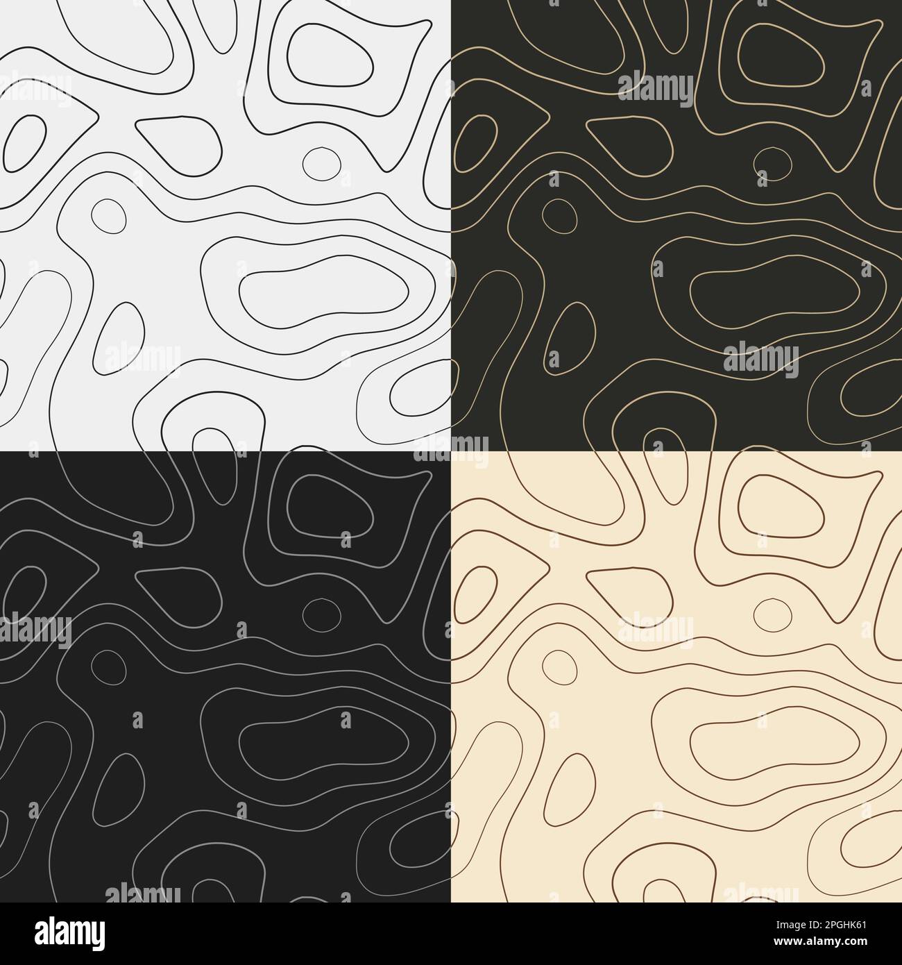Topography patterns. Seamless elevation map tiles. Awesome isoline ...