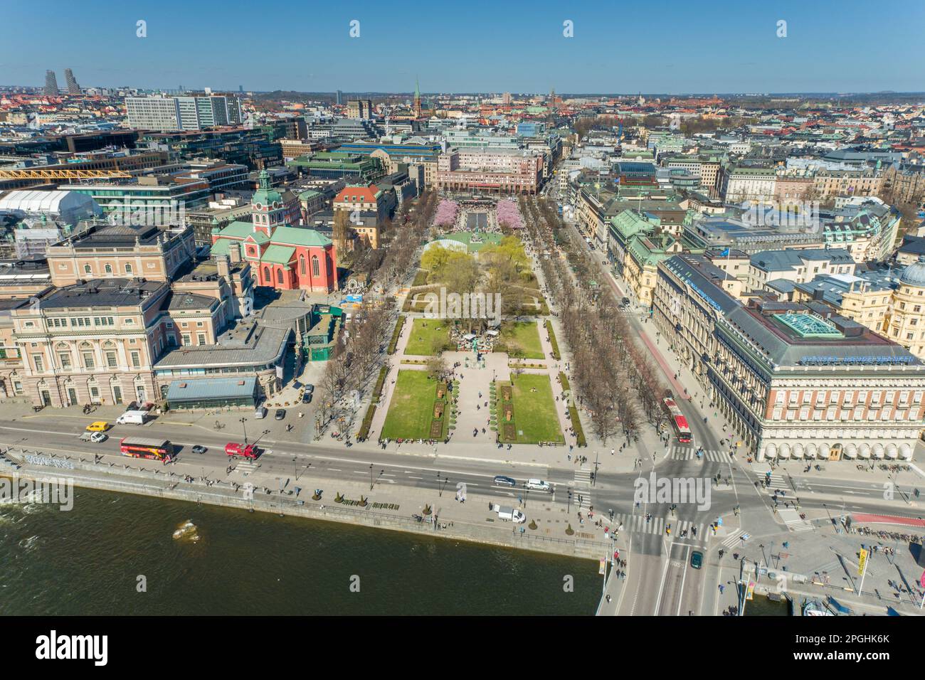 Stockholm Downtown with Blooming Sakuras Trees in Background. Sweden ...