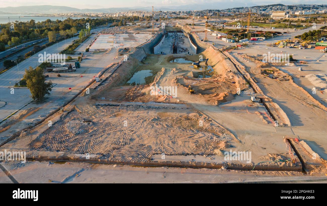 Work in progress in making a new underground road in the new investment ...