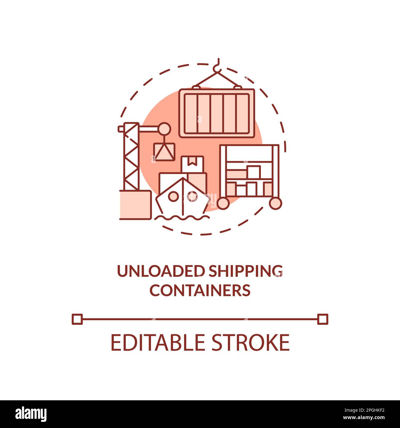 Unloaded shipping containers terracotta concept icon Stock Vector Image ...