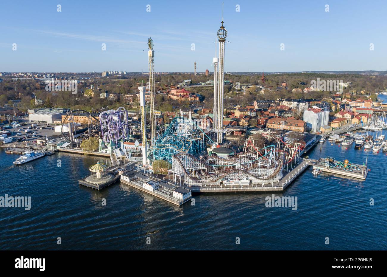 Amusement Park in Stockholm, Sweden. Grona Lund. Located on the seaward ...