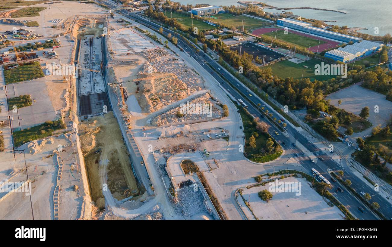 Work in progress in making a new underground road in the new investment ...