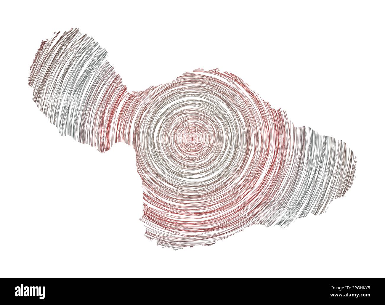 Maui map filled with concentric circles. Sketch style circles in the ...