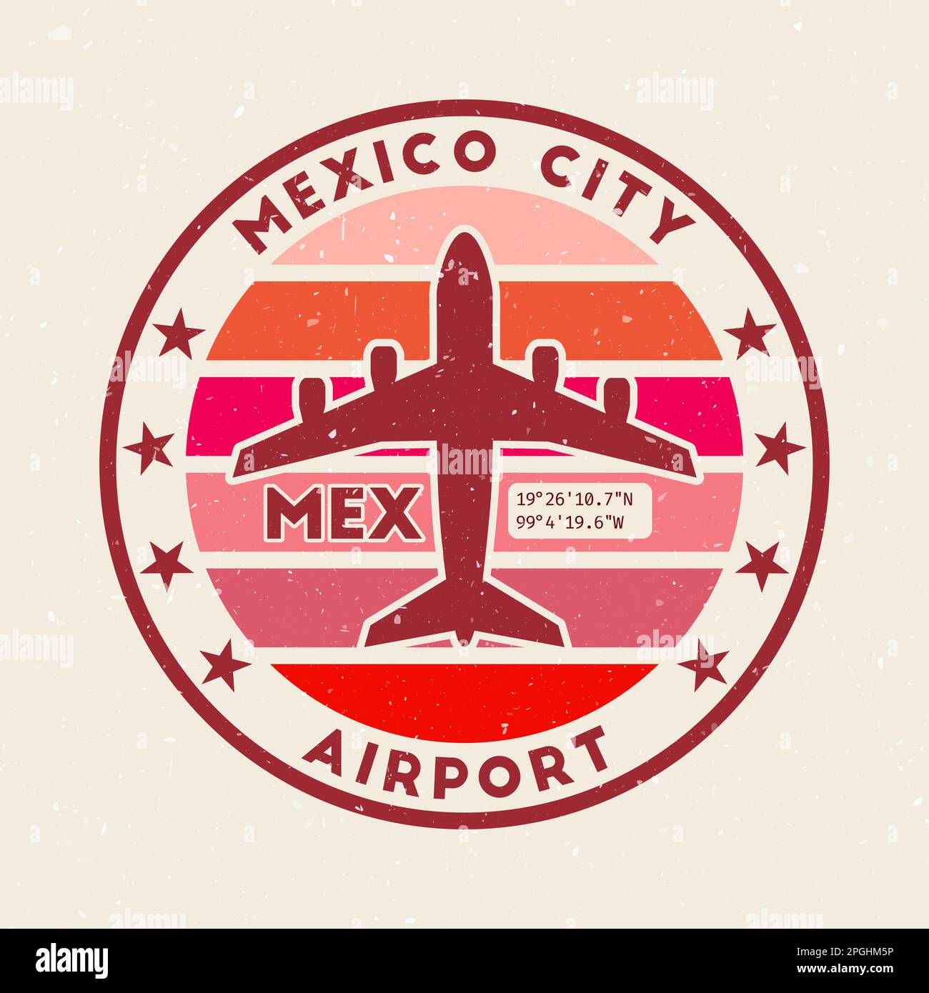 Mexico City airport insignia. Round badge with vintage stripes ...