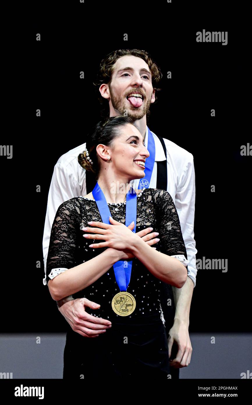 Saitama, Japan. 23rd Mar, 2023. Pairs Awards, Sara CONTI & Niccolo ...