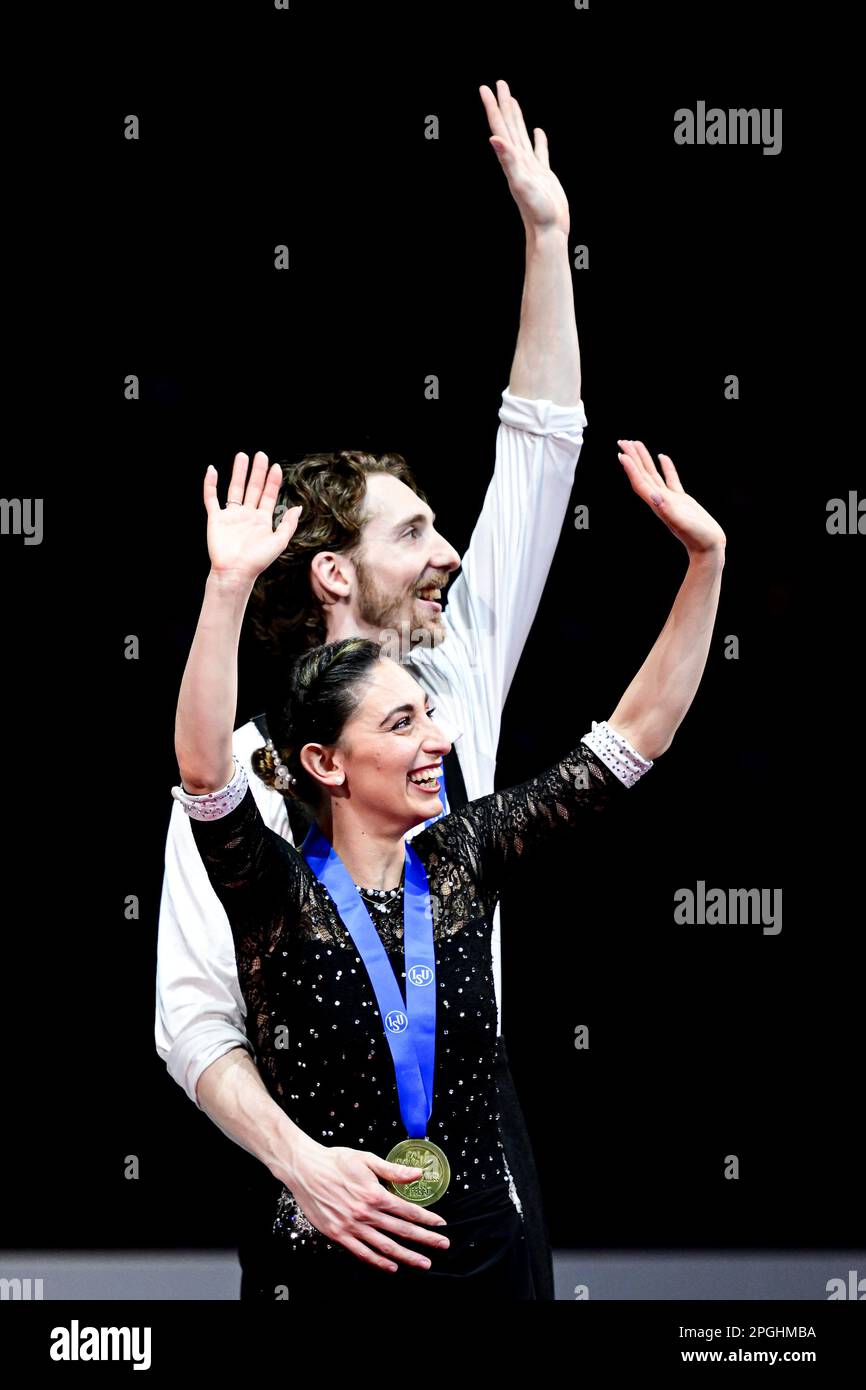 Saitama, Japan. 23rd Mar, 2023. Pairs Awards, Sara CONTI & Niccolo ...