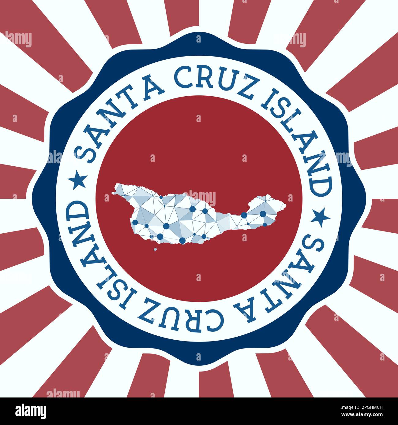 Santa Cruz Island Badge. Round logo of island with triangular mesh map ...
