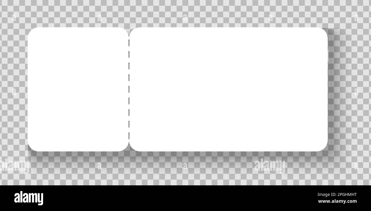 Blank event ticket or flyer mockup. White paper entry ticket for airplane, concert, movie ...