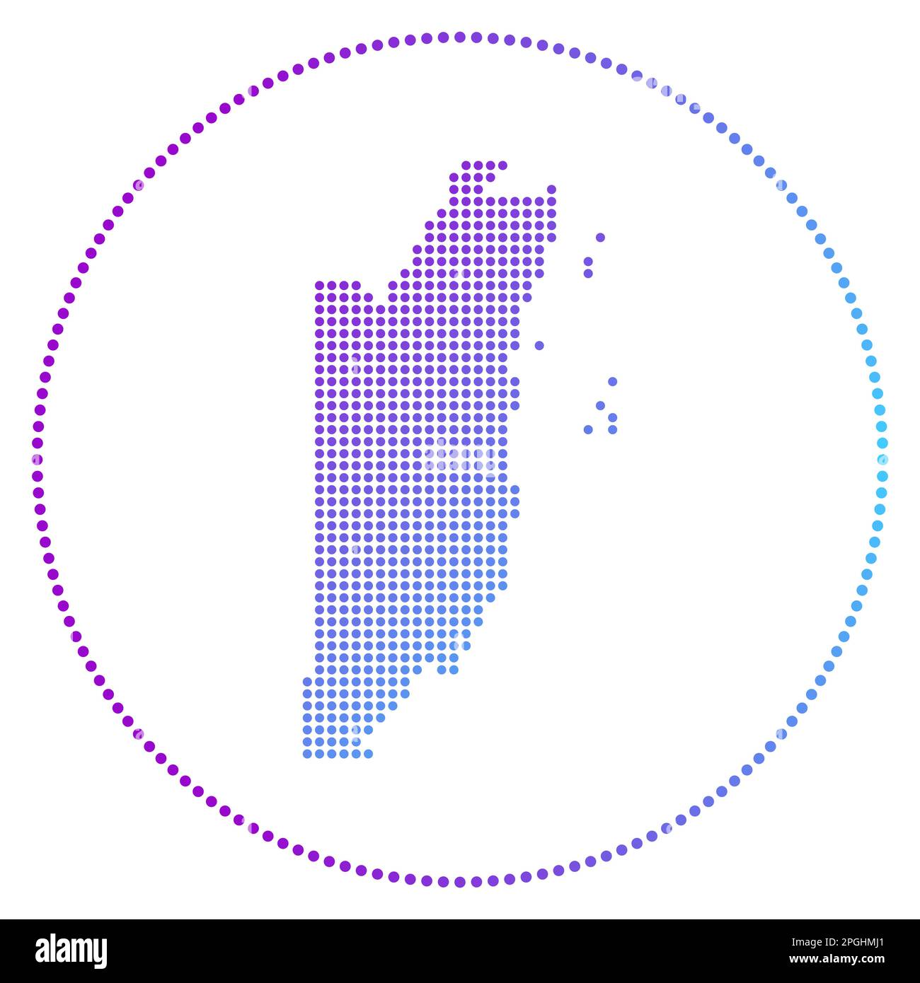 Belize digital badge. Dotted style map of Belize in circle. Tech icon ...