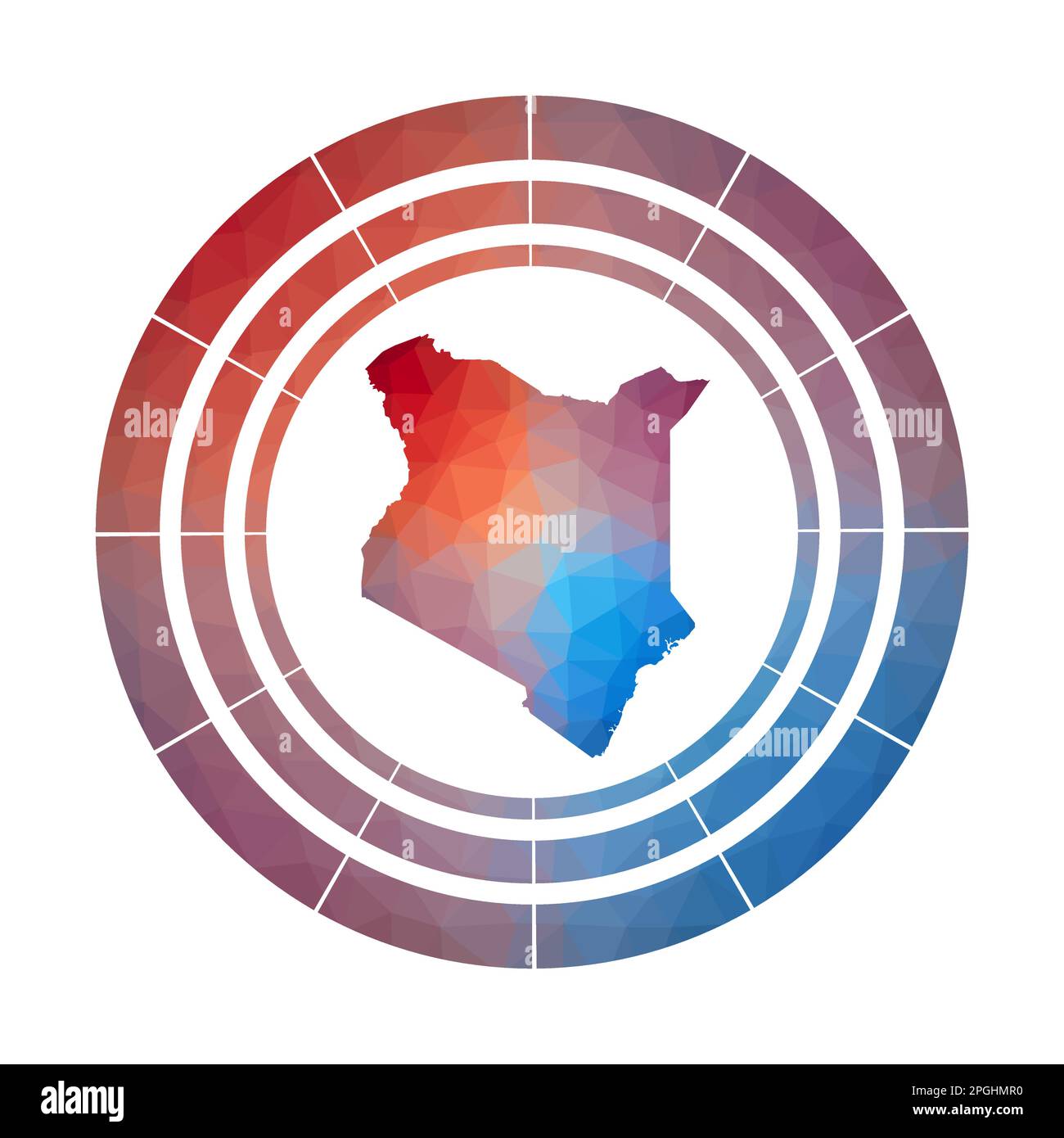 Kenya badge. Bright gradient logo of country in low poly style ...