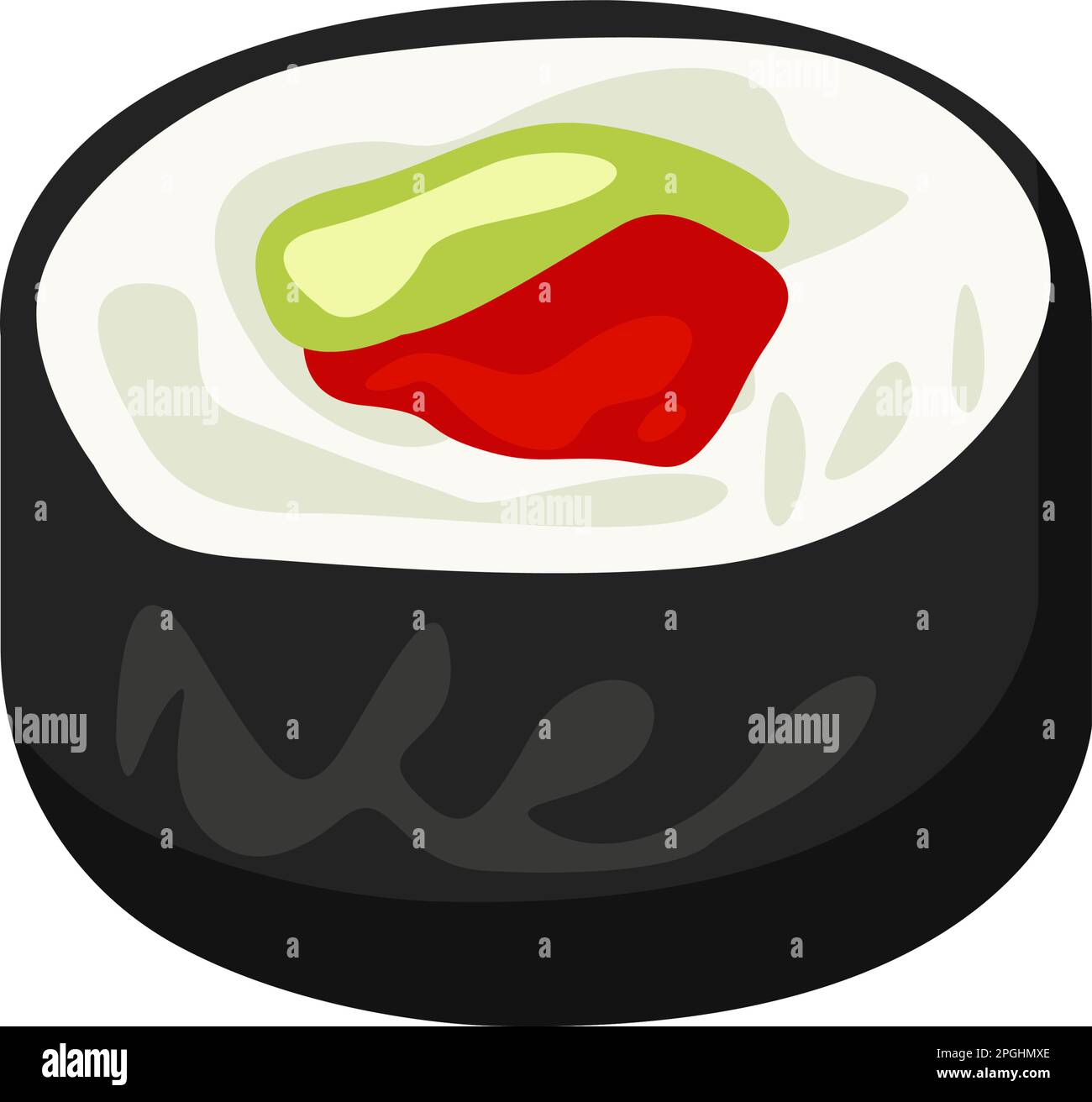 Futomaki with tuna and avocado illustration in color cartoon style ...
