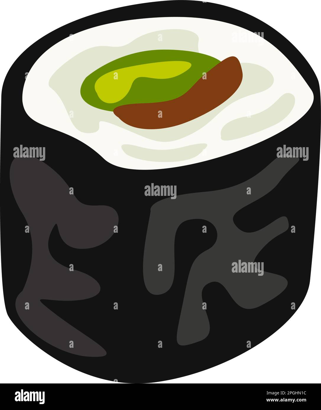 Hosomaki with avocado illustration in color cartoon style. Editable ...
