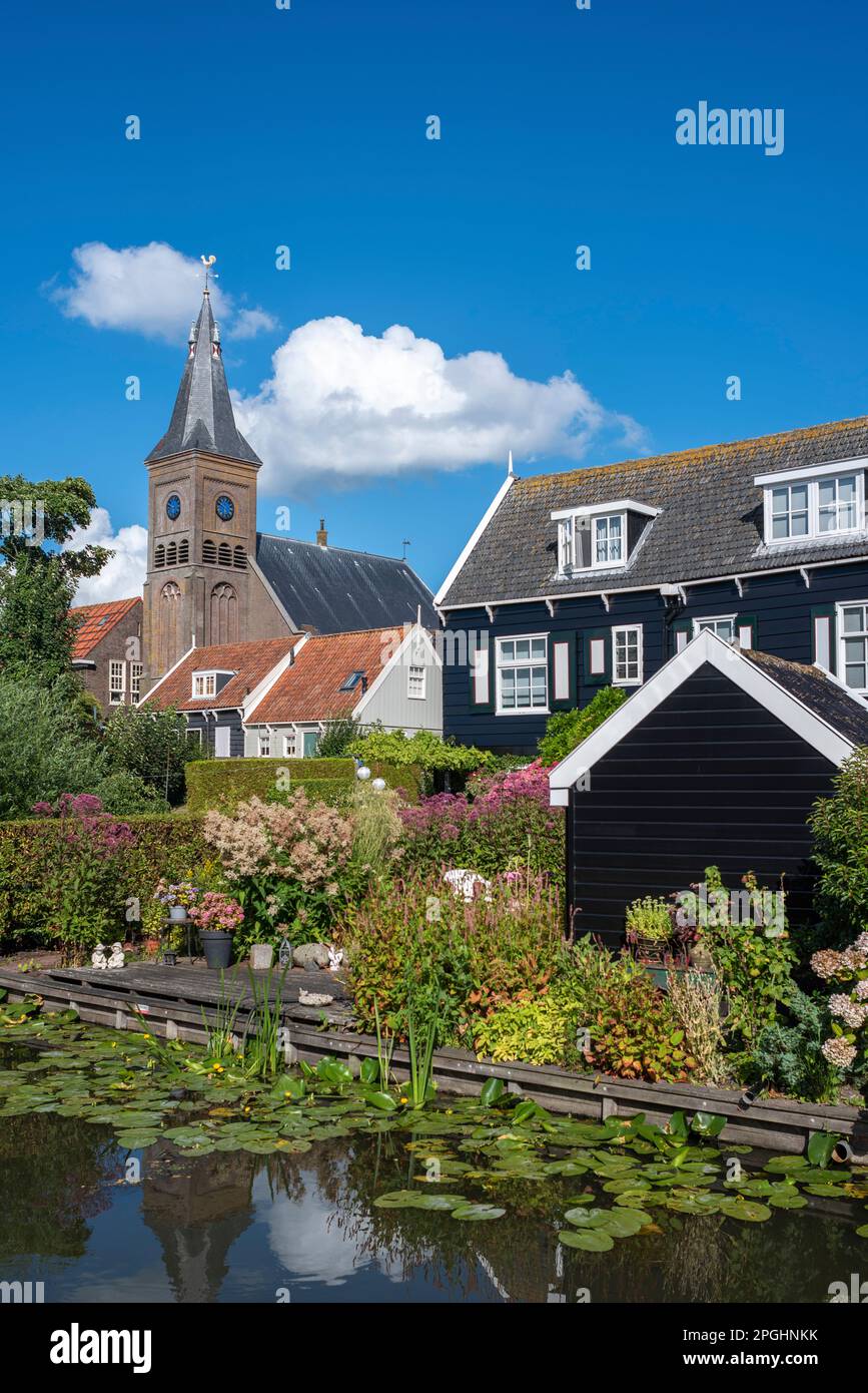 Characteristic village view at the Westerstraat, Marken island, North ...