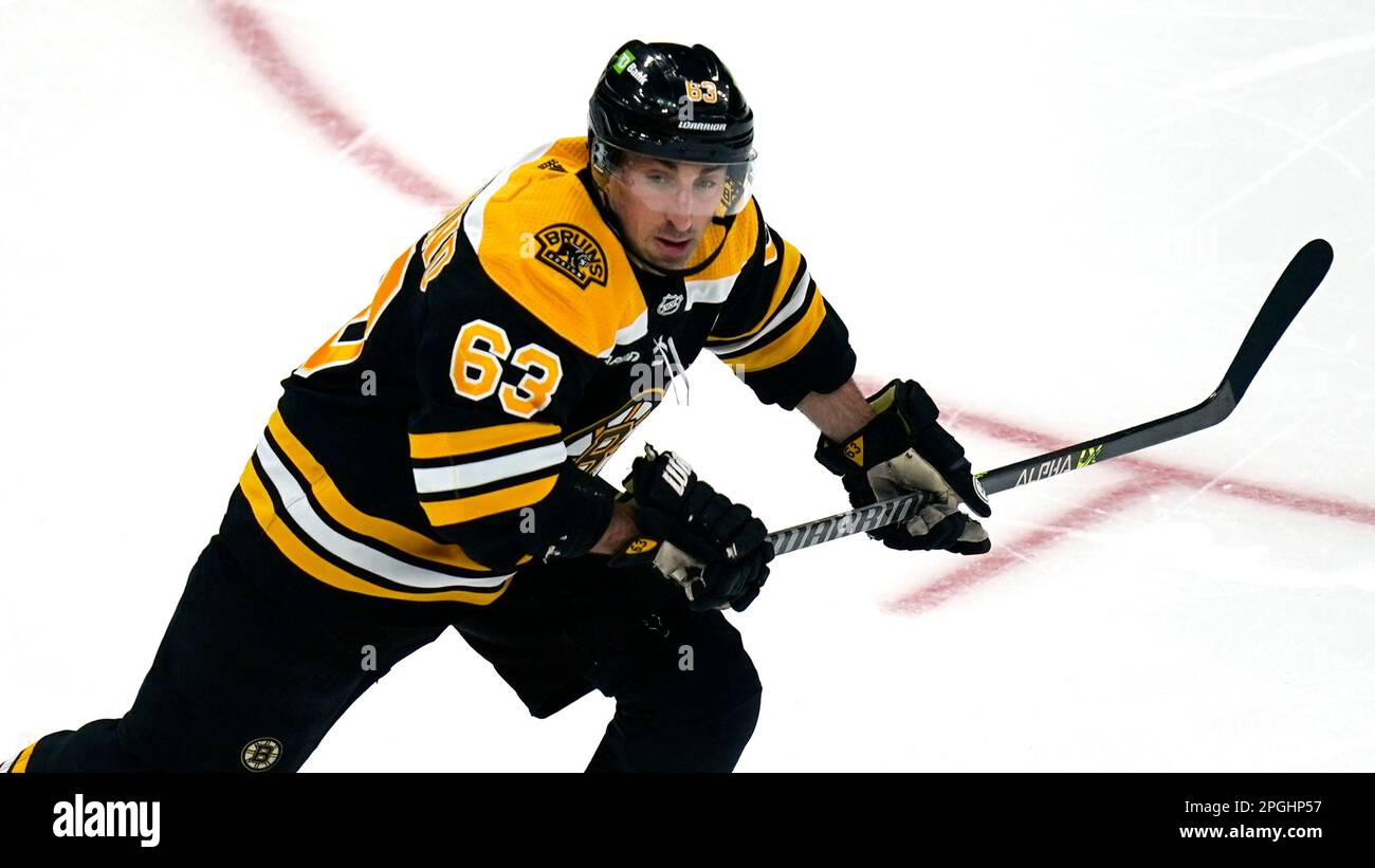Boston Bruins left wing Brad Marchand (63) during an NHL hockey game ...