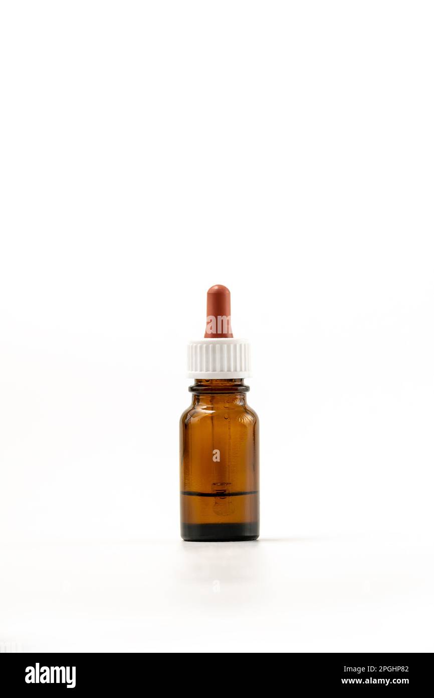 Medical drops in a vial isolated on white background with clipping path ...