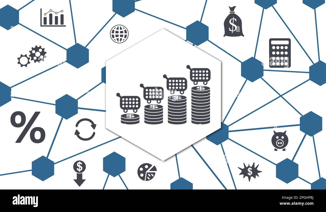 Concept of inflation with connected icons Stock Photo - Alamy