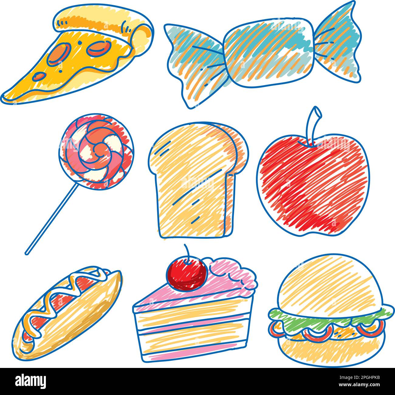 Simple children scribble of food illustration Stock Vector Image & Art ...