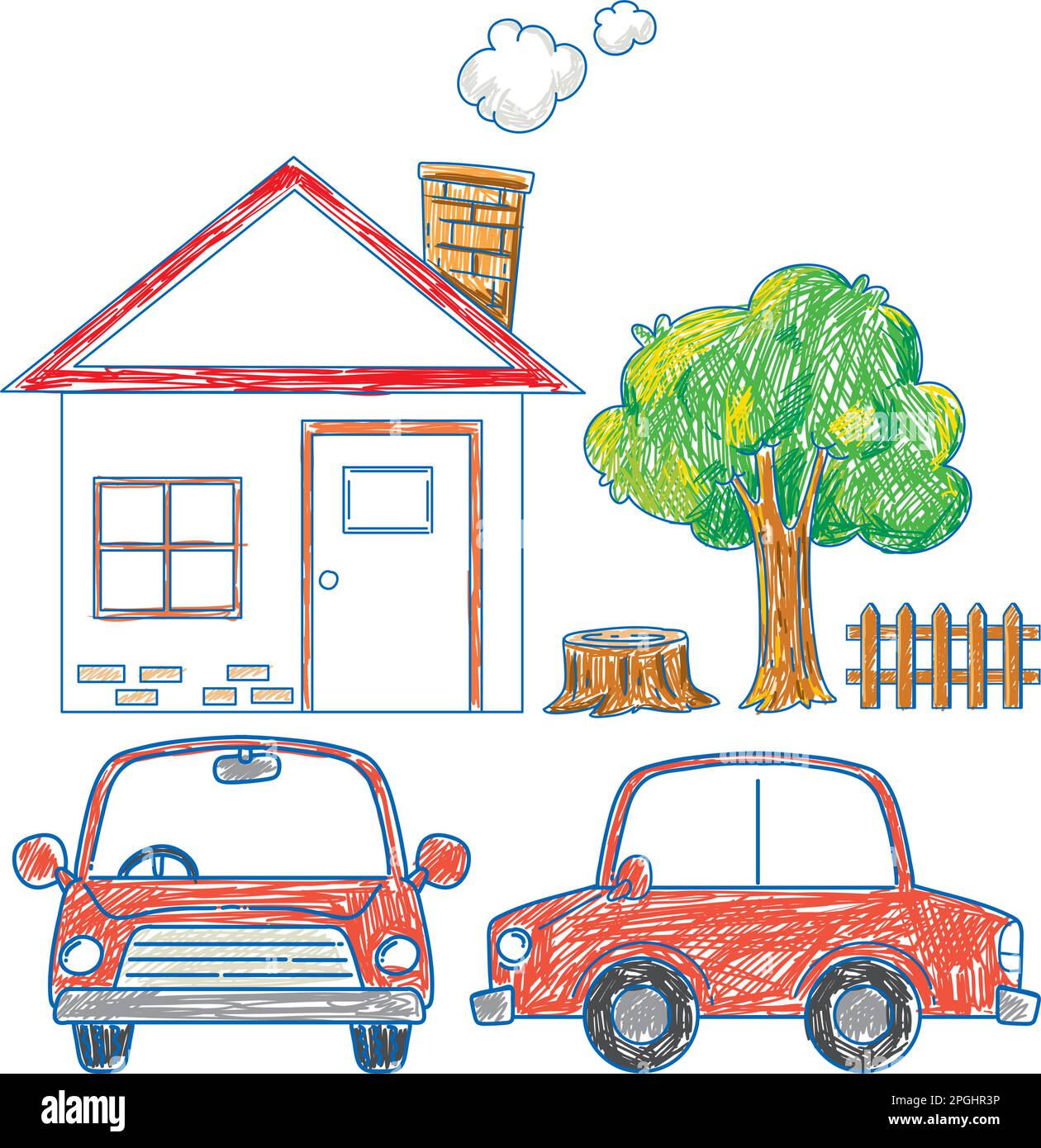 Children drawing simple house family illustration Stock Vector Image ...