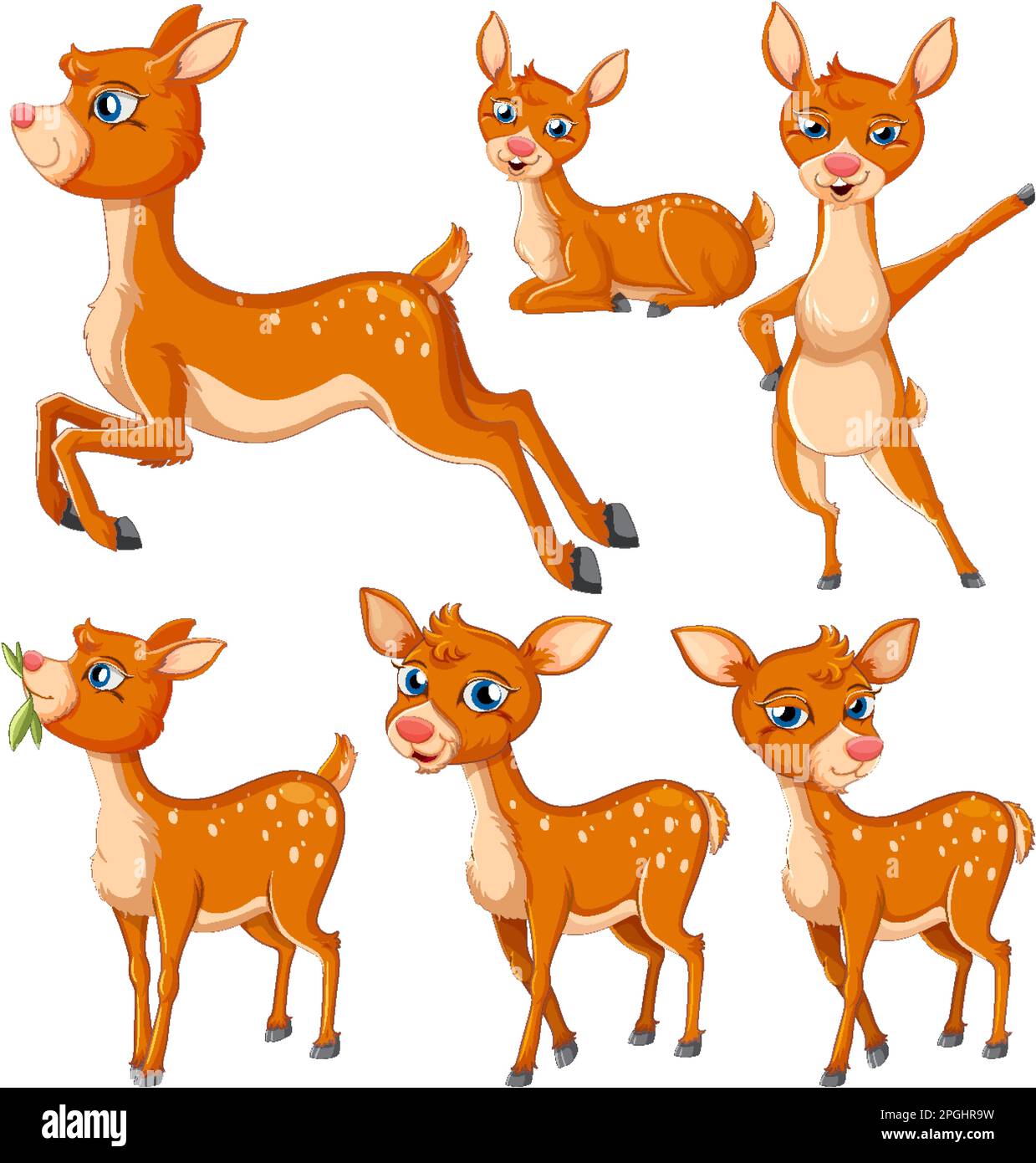 Collection of Cartoon Deer Characters illustration Stock Vector Image ...
