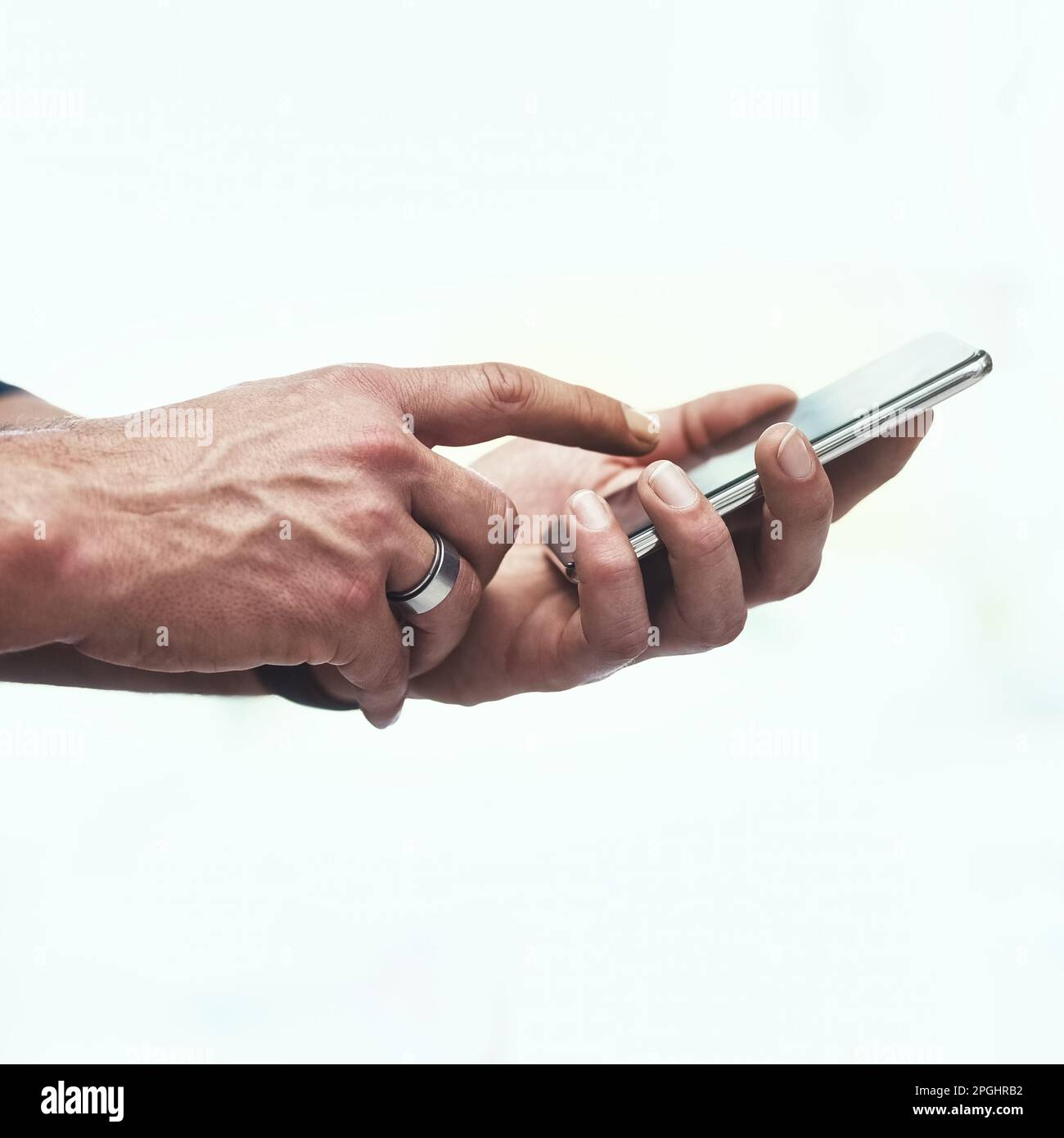 Make that connection. an unrecognizable man using his cellphone Stock ...