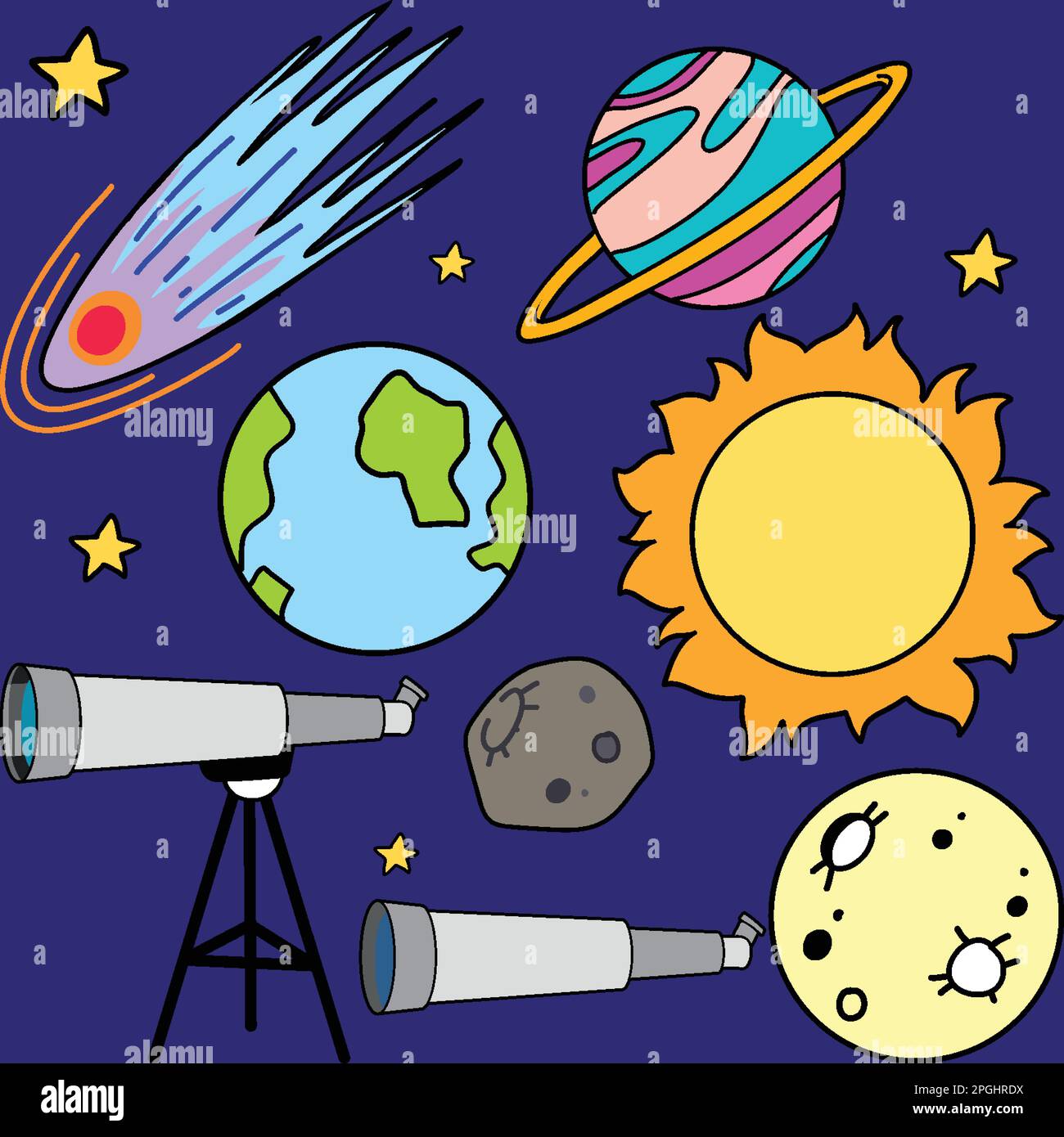 Astronomy Objects and Icons Vector Set illustration Stock Vector Image ...