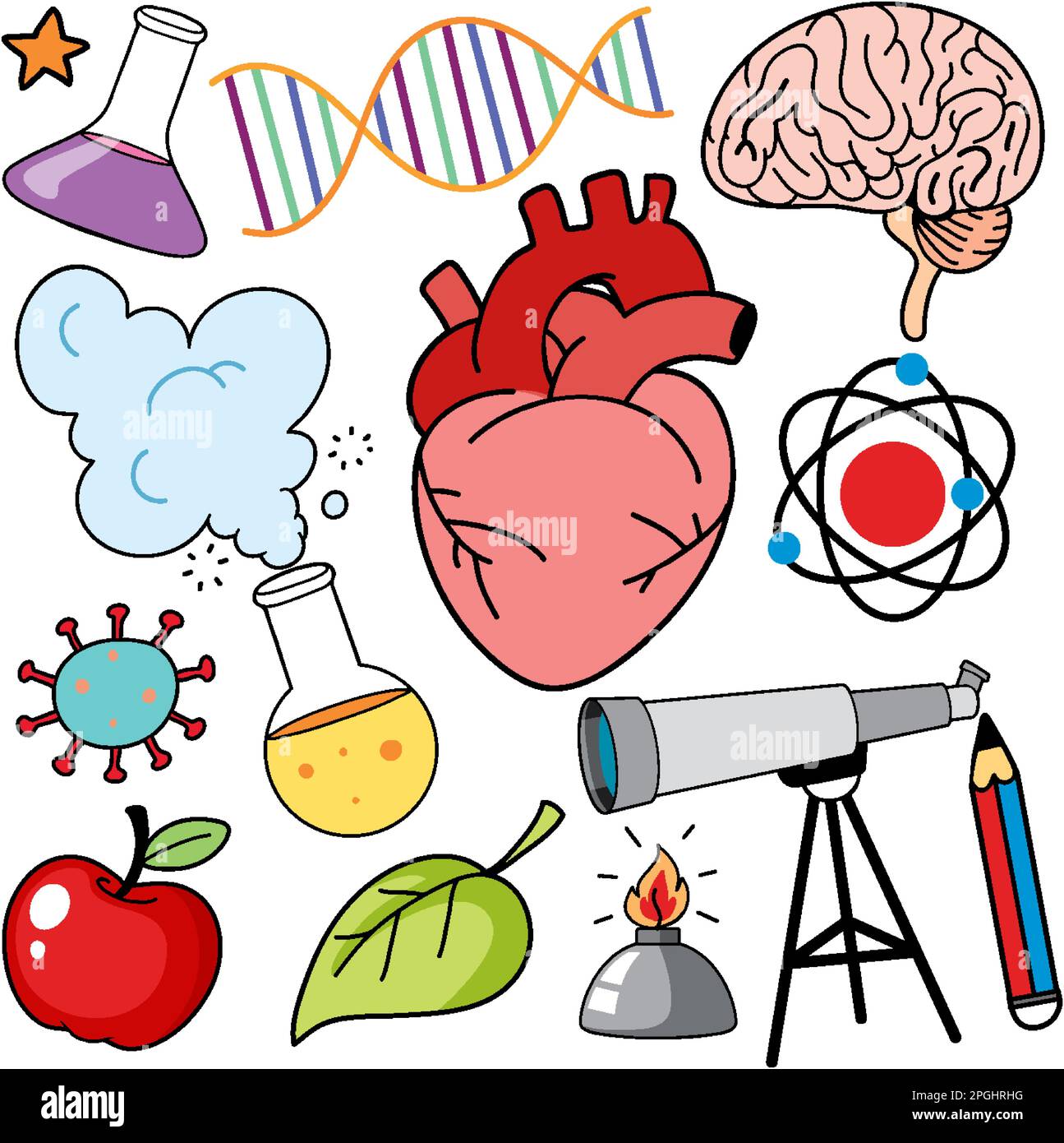 Colorful Science Objects And Icons Vector Set Illustration Stock Vector Image And Art Alamy