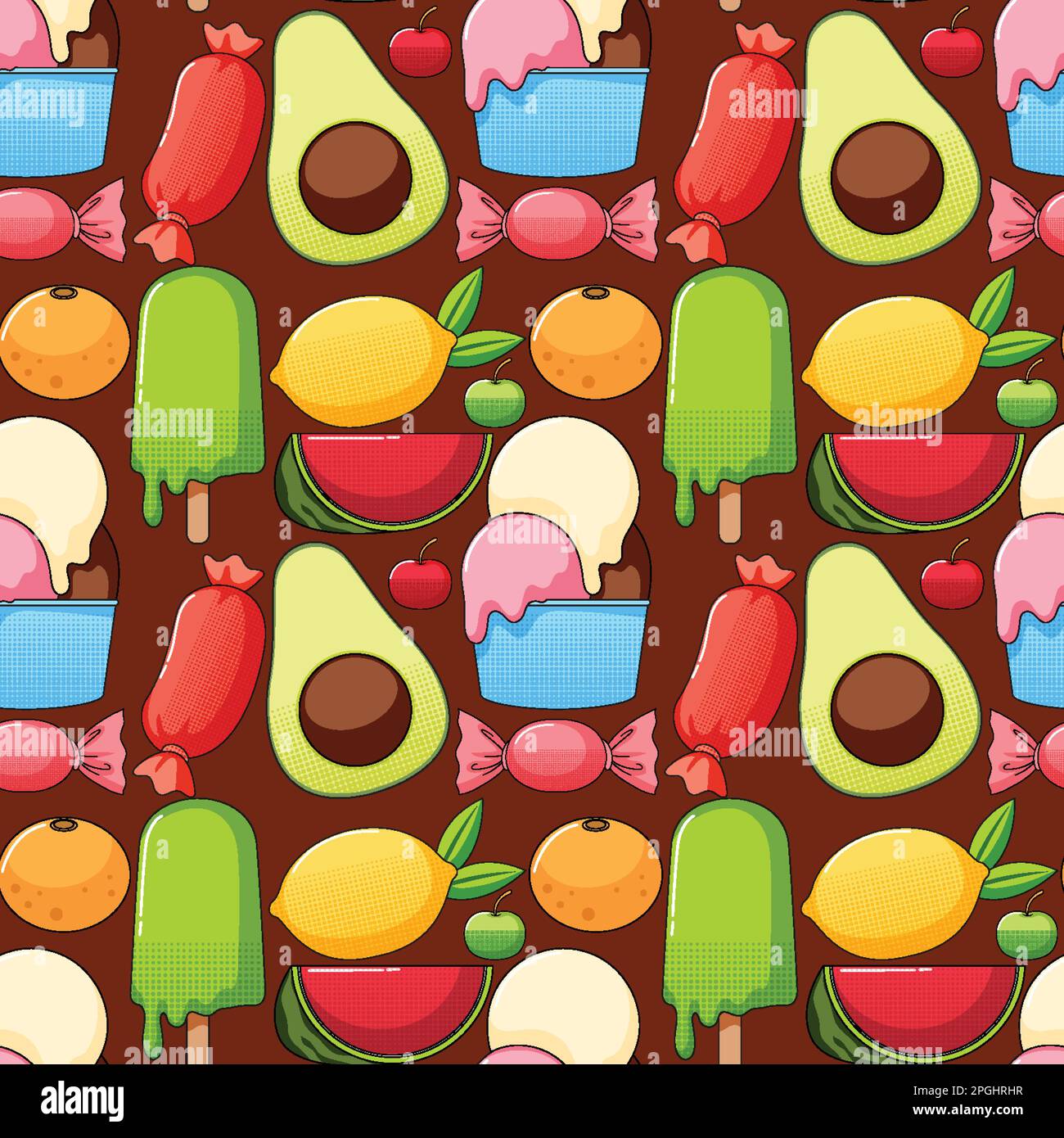 Colorful Sweet Food Seamless Pattern illustration Stock Vector Image ...