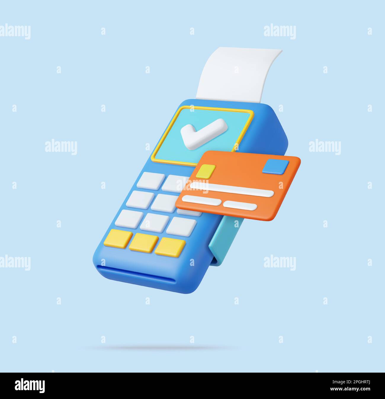 3d Pos terminal with receipt and credit card Stock Vector Image & Art - Alamy