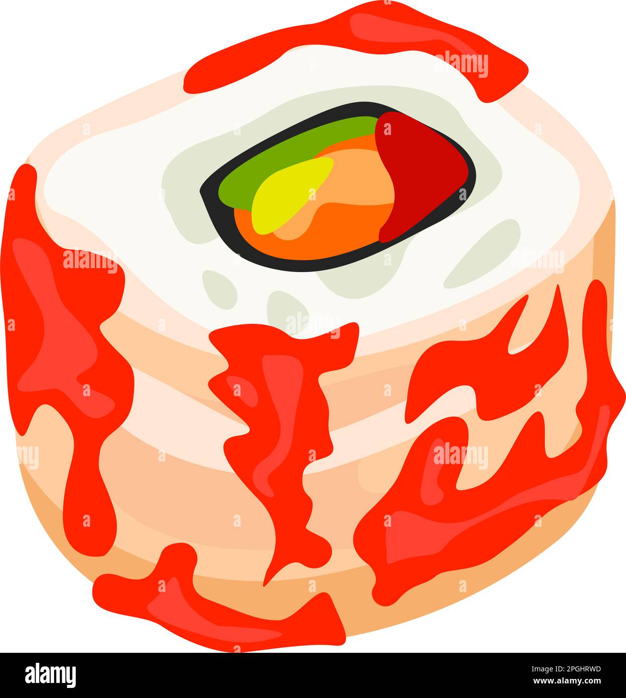 Uramaki with caviar illustration in color cartoon style. Editable ...