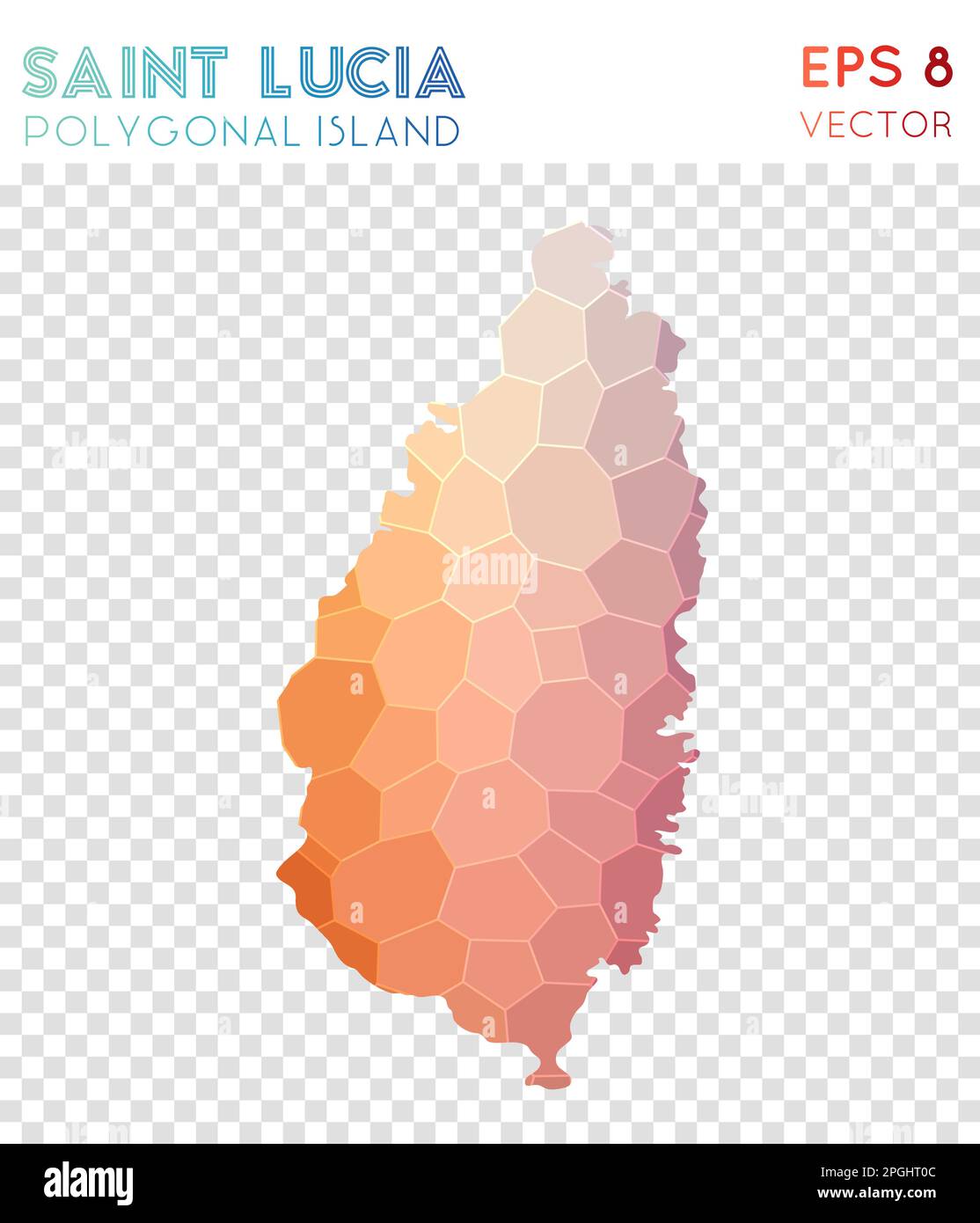 Saint Lucia polygonal map, mosaic style island. Impressive low poly ...