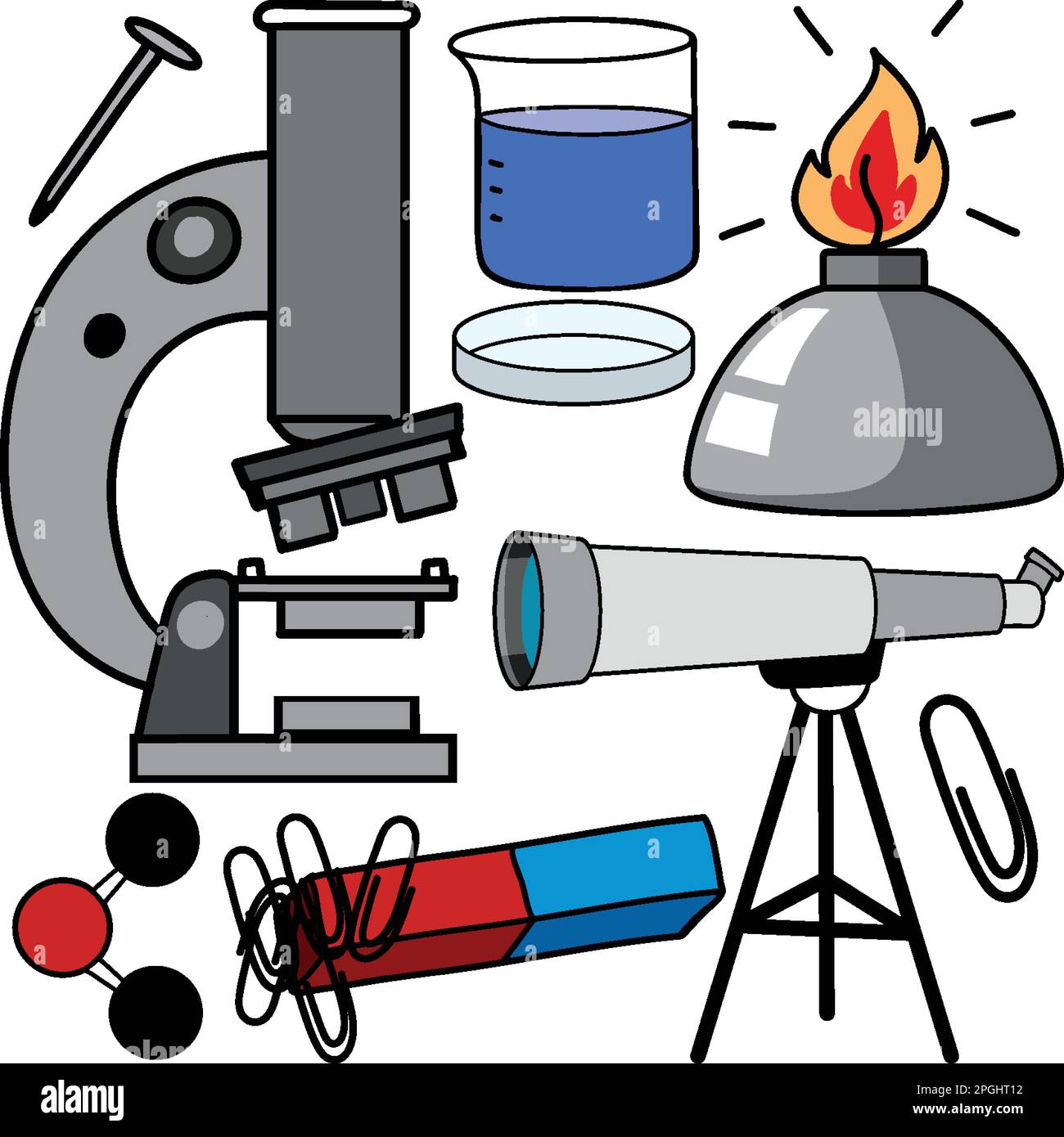 Colorful Science Objects And Icons Vector Set Illustration Stock Vector Image And Art Alamy