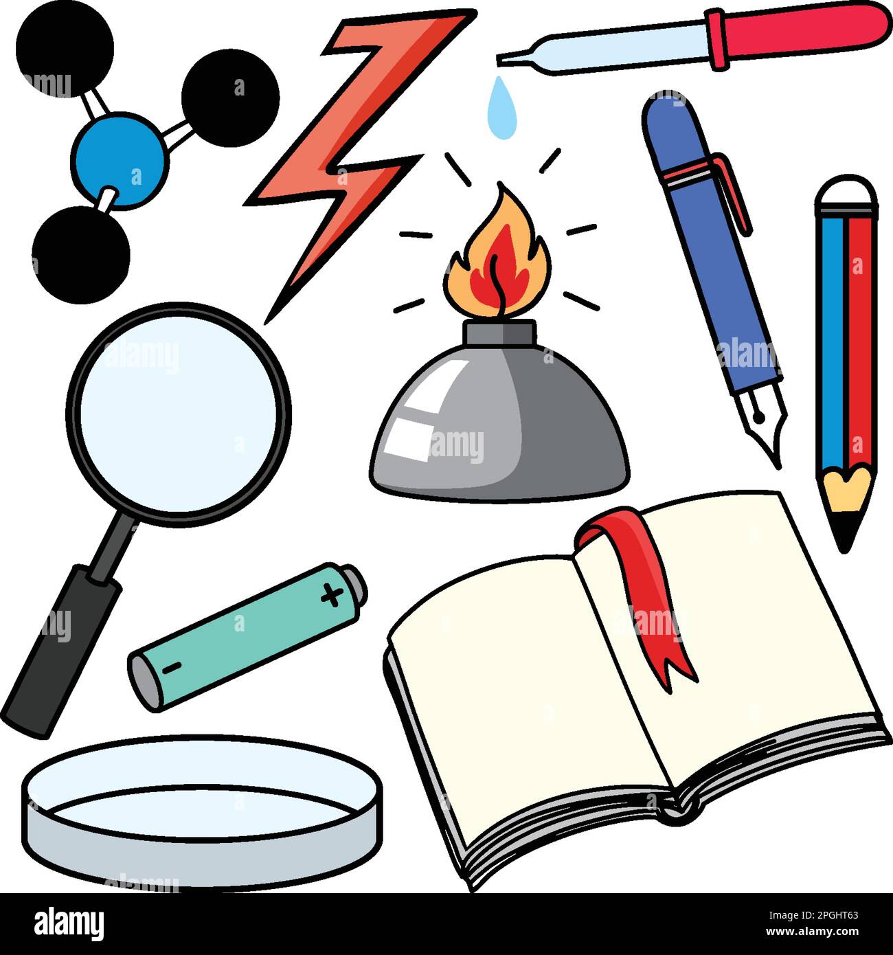 Colorful Science Objects And Icons Vector Set Illustration Stock Vector Image And Art Alamy