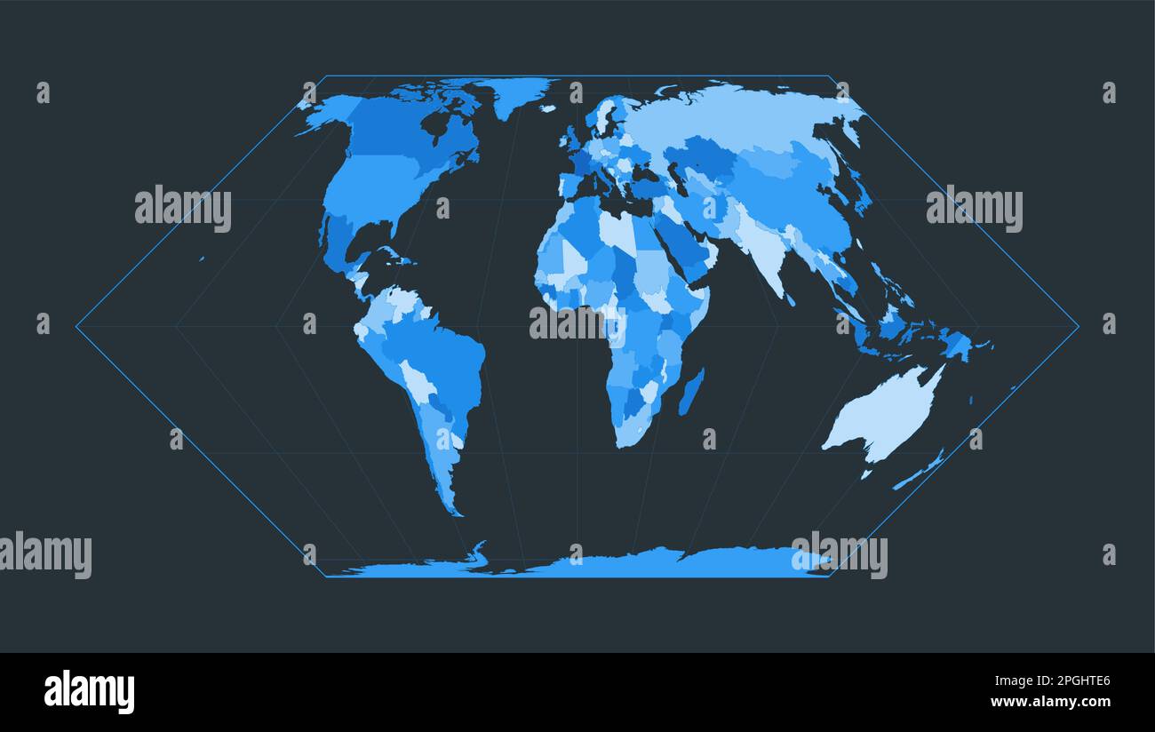 World Map. Eckert II projection. Futuristic world illustration for your ...