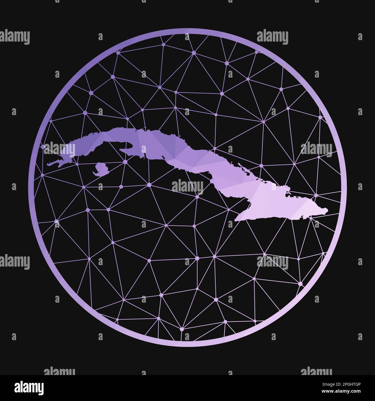 Cuba icon. Vector polygonal map of the country. Cuba icon in geometric ...