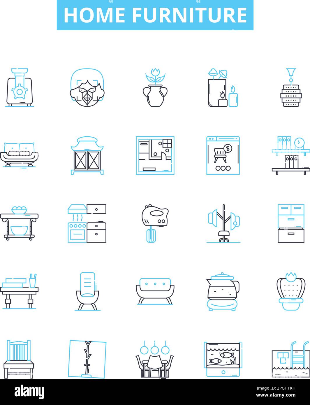 Home Furniture vector line icons set. Furniture, Home, Sofa, Chair ...