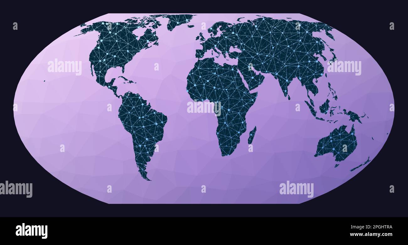Abstract Telecommunication World Map Wagner Iv Projection World Network Map Wired Globe In