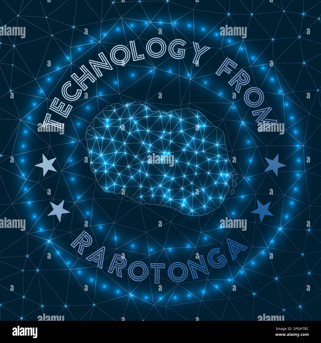 Technology From Rarotonga. Futuristic geometric badge of the island ...