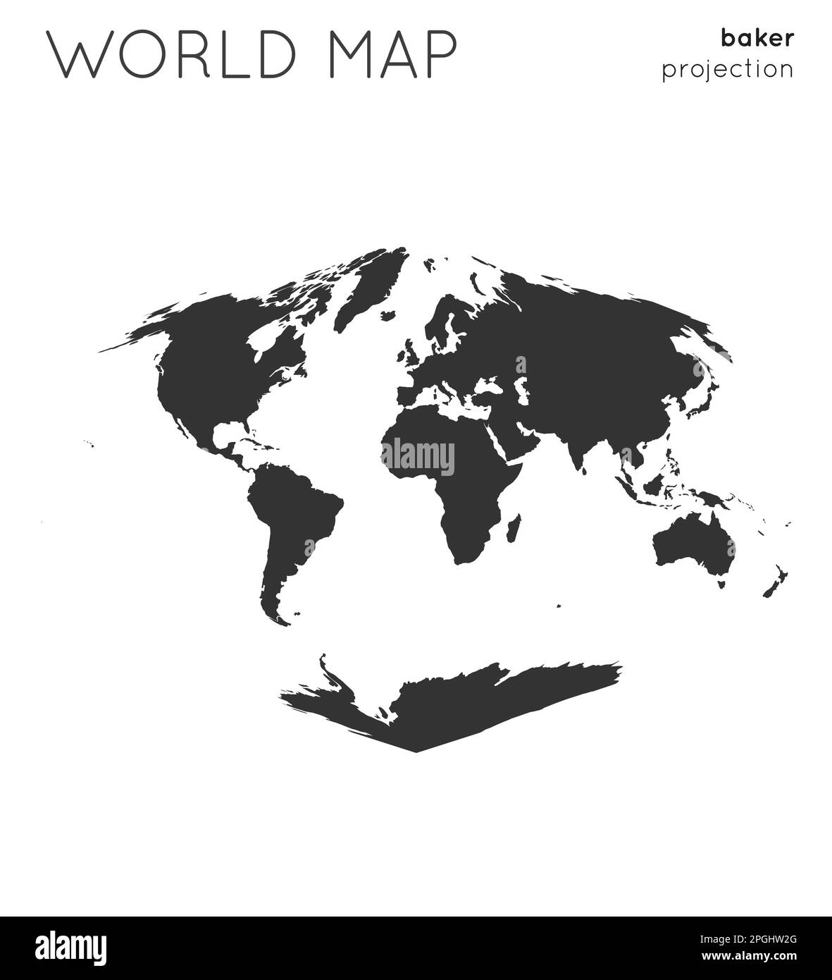 World map. Globe in Baker projection, plain style. Modern vector ...